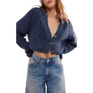 Free People Sweet Nothing Cotton Cardigan - Navy
