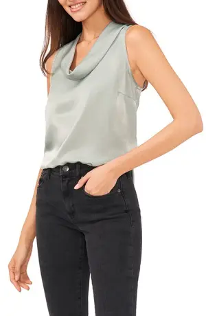 Vince Camuto Sleeveless Cowl Neck Top Liberty Green