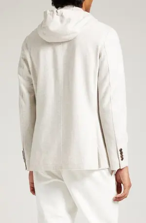 Eleventy Brushed Jersey Sport Coat With Removable Hooded Bib