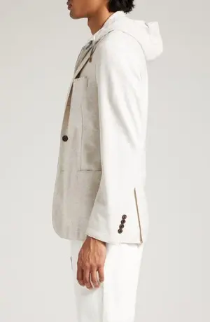 Eleventy Brushed Jersey Sport Coat With Removable Hooded Bib