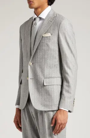 Eleventy Herringbone Virgin Wool Suit