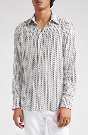 Dolce & Gabbana Dg Monogram Print Silk Button-up Shirt