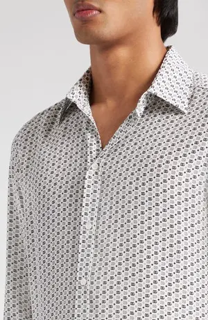 Dolce & Gabbana Dg Monogram Print Silk Button-up Shirt