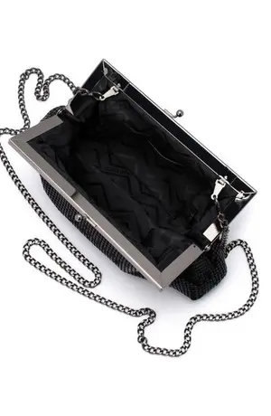 OLGA BERG Zara Mesh Frame Clutch - Black