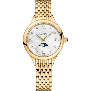 BALMAIN WATCHES Mother-of-pearl Diamond Moon Phase Bracelet Watch - Yellow Gold Pvd Coating