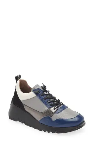 WONDERS Colorblock Platform Wedge Sneakers - Blue Grey Combo