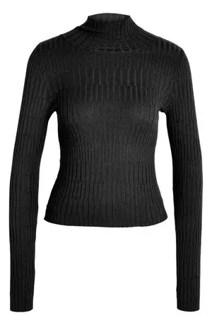NOISY MAY Nancy Rib Stitch Mock Neck Sweater