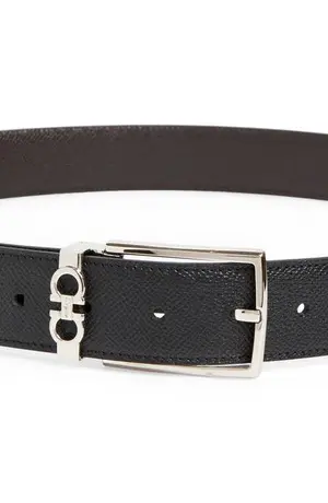 FERRAGAMO Reversible Leather Belt - Nero