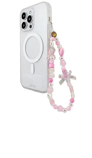 Sonix Sonix Beaded Phone Charm In Pink. Bow Pink