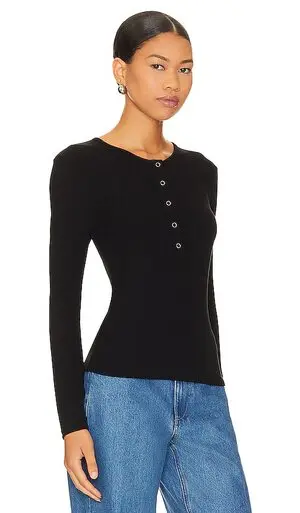 Lna Dalston Ribbed Henley Top