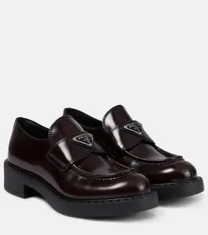 Prada Logo Leather Loafers