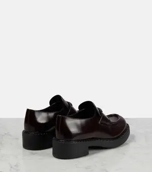 Prada Logo Leather Loafers