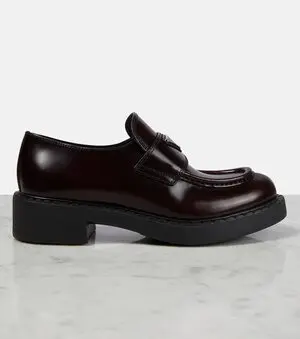 Prada Logo Leather Loafers