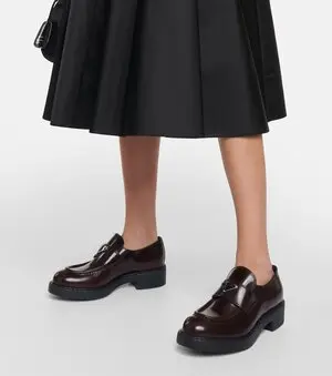 Prada Logo Leather Loafers