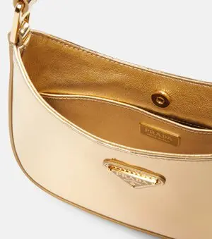 Prada Cleo Small Leather Shoulder Bag - Gold