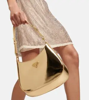 Prada Cleo Small Leather Shoulder Bag - Gold