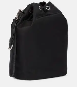Prada Re-nylon Leather-trimmed Bucket Bag - Black