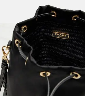 Prada Re-nylon Leather-trimmed Bucket Bag - Black