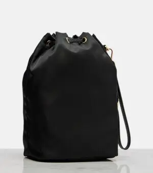 Prada Re-nylon Leather-trimmed Bucket Bag - Black