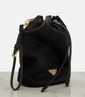 Prada Re-nylon Leather-trimmed Bucket Bag - Black