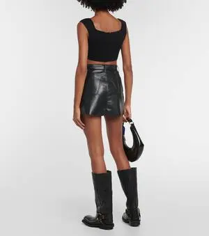 FRAME Le High 'n' Tight Leather Miniskirt