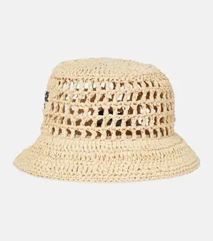 Prada Raffia Bucket Hat - Beige