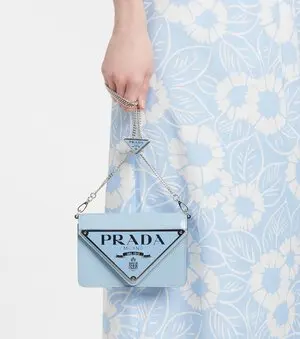 Prada Mini Leather Crossbody Bag - Blue