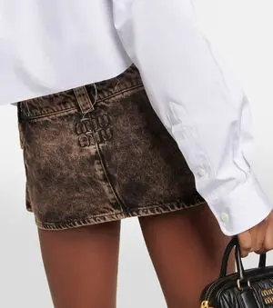 Miu Miu Mini Denim Skirt - Black