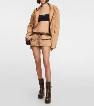 Miu Miu Low-rise Denim Miniskirt - Brown