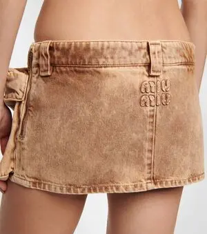 Miu Miu Low-rise Denim Miniskirt - Brown