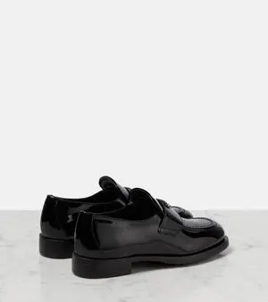 Prada Logo Patent Leather Loafers - Black