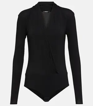 Versace Draped Georgette Bodysuit