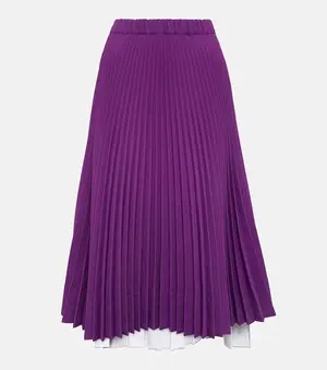 Plan C Pleated Jersey Midi Skirt