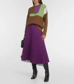 Plan C Pleated Jersey Midi Skirt