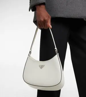 Prada Cleo Small Leather Shoulder Bag - White