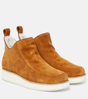 Gabriela Hearst Harry Shearling-lined Suede Ankle Boots - Brown