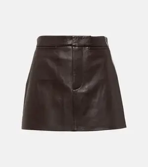 FRAME Leather Miniskirt - Brown