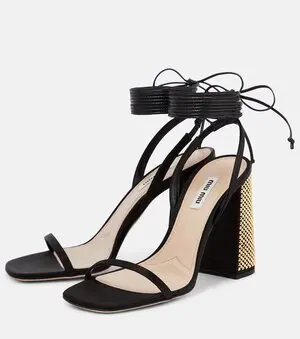 Miu Miu Embellished Satin Sandals