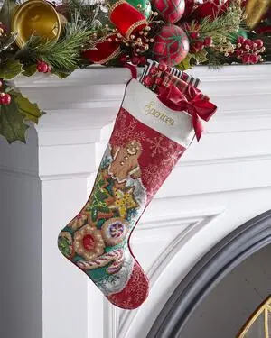 SFERRA Personalized Retro Cookies Holiday Stocking - Multi