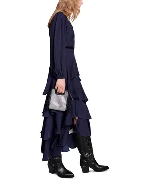 Maje Ruffinella Dress - Navy