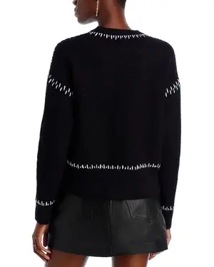 Aqua Contrast Stitch Sweater - Black