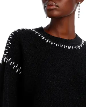 Aqua Contrast Stitch Sweater - Black
