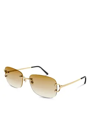 CARTIER Signature C 24k Gold Plated Rimless Sunglasses - Gold/brown Gradient