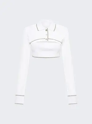 DION LEE Shrunken Snap Polo Top - Ivory