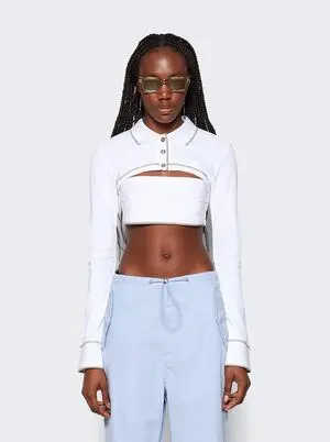 DION LEE Shrunken Snap Polo Top - Ivory