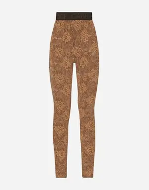 Dolce & Gabbana Lace Leggings With Branded Elastic - Beige