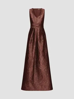 KAY UNGER Mariah Jacquard Textured Gown - Chocolate