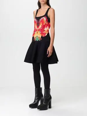 Alexander McQueen Dress In Viscose Blend With Orchid Print