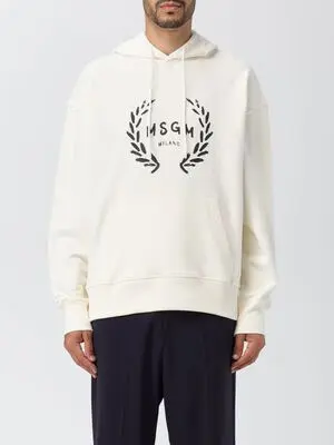 MSGM Cotton Sweatshirt With Logo - Cream