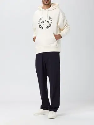 MSGM Cotton Sweatshirt With Logo - Cream